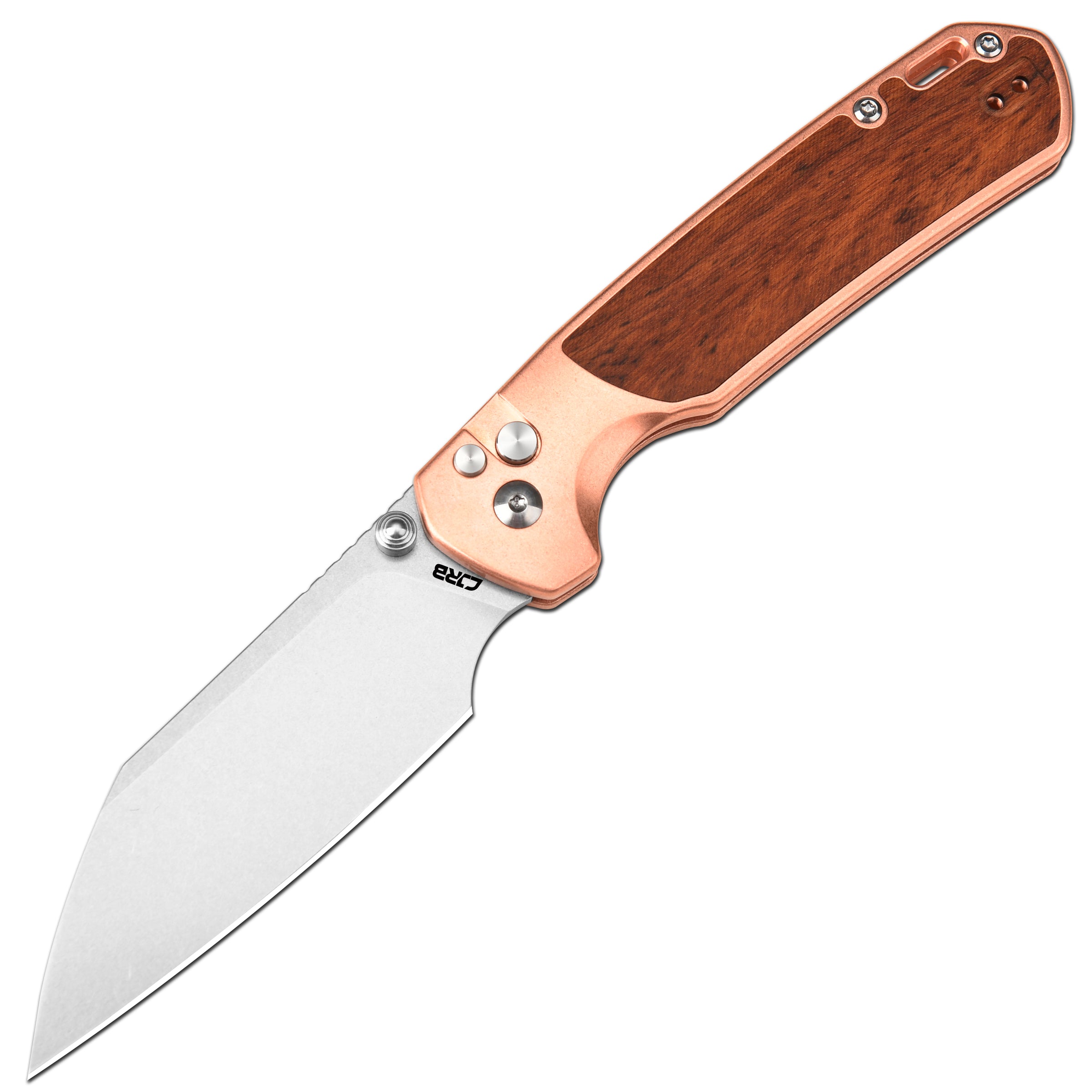 CJRB Large Pyrite-Light J1945L S90V Steel Copper & Rose Wood Handle ...
