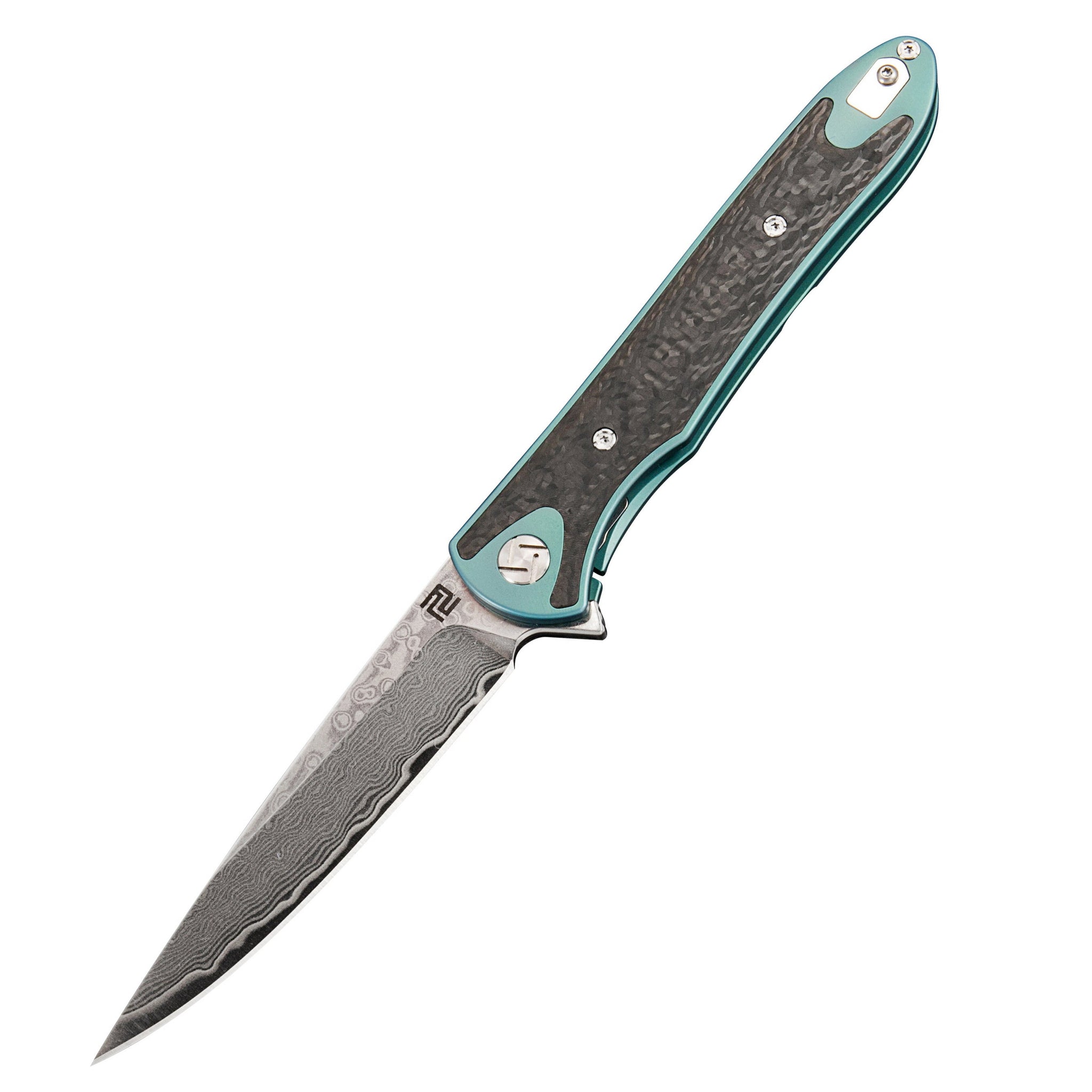 Artisan Cutlery Shark ATZ-1707GD: Damascus Blade, Titanium Handle ...