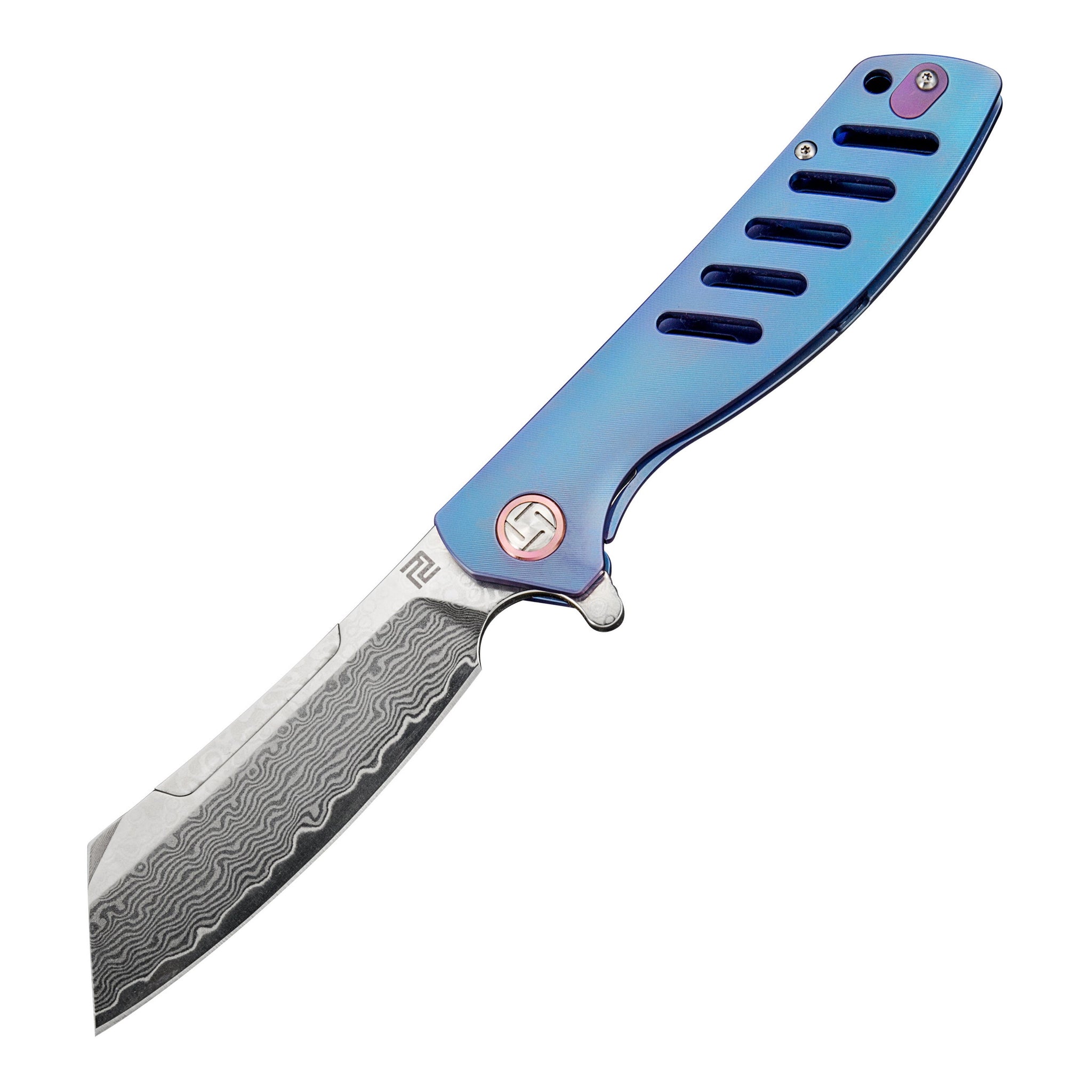 Artisan Cutlery Tomahawk ATZ-1815GSD Damascus Blade Titanium Handle ...