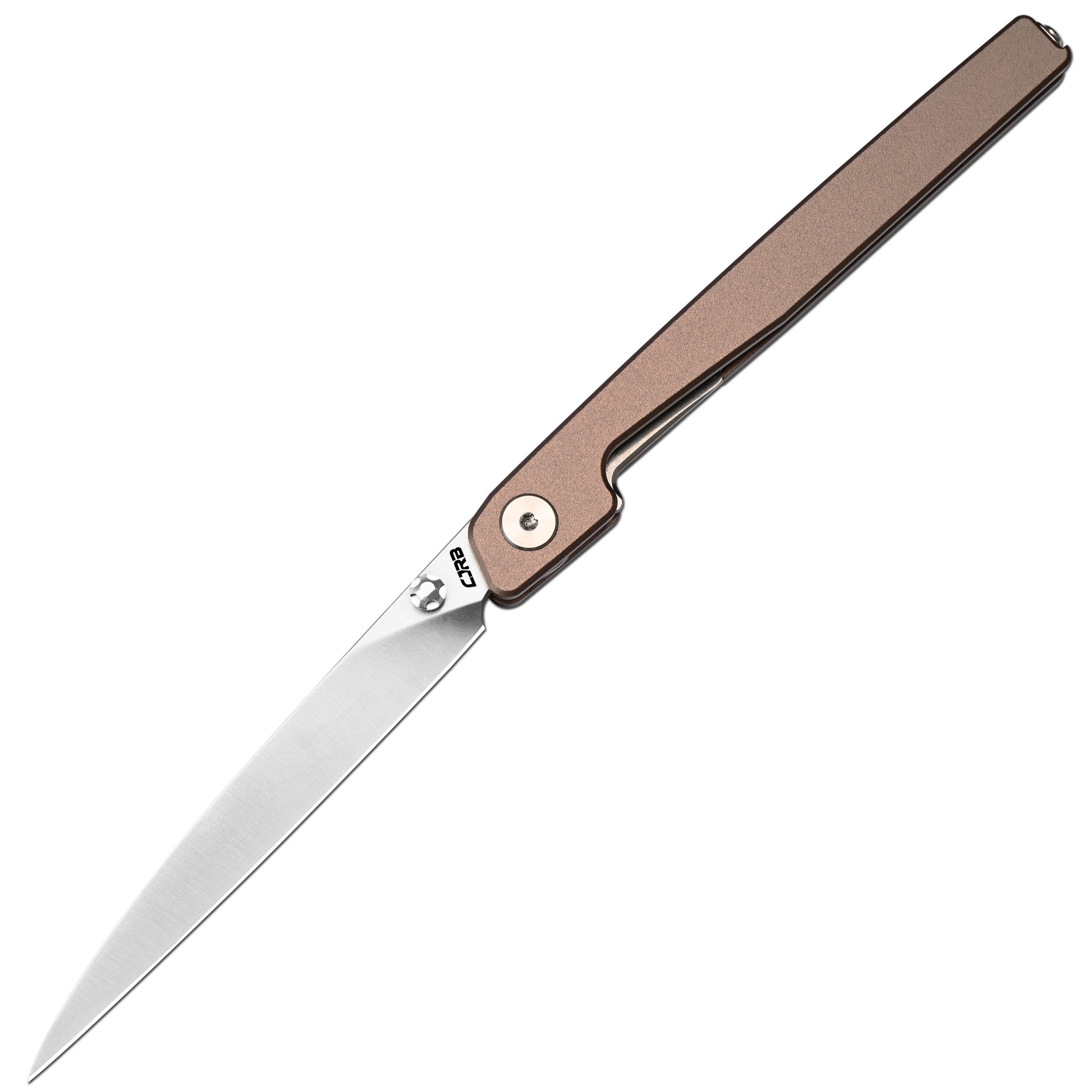 CJRB Lanky Thumb Stud & Liner Lock Knife Champagne Aluminum Handle (3. ...