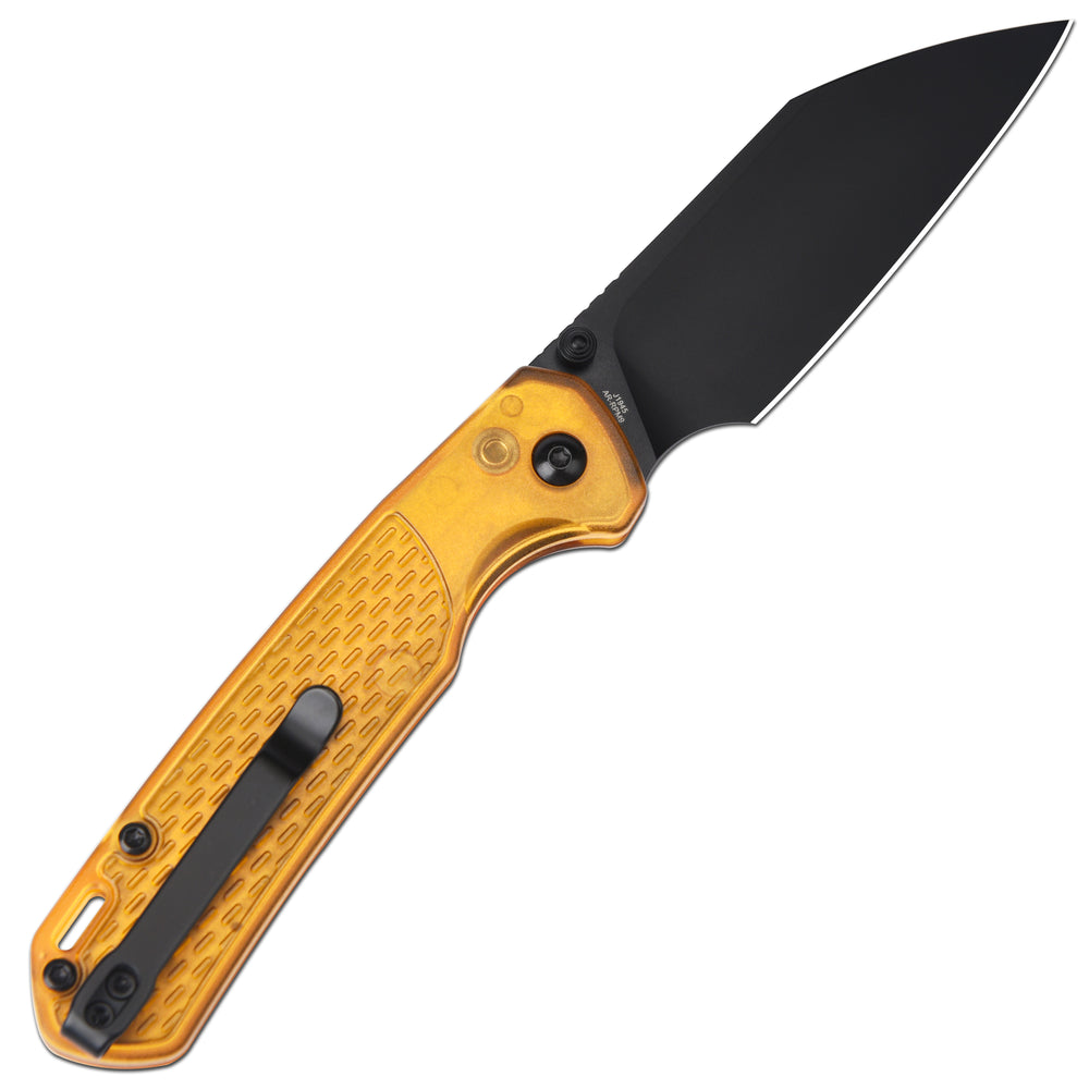 CJRB Pyrite-Light J1945 AR-RPM9 Steel Blade Amber FRN Handle Folding ...