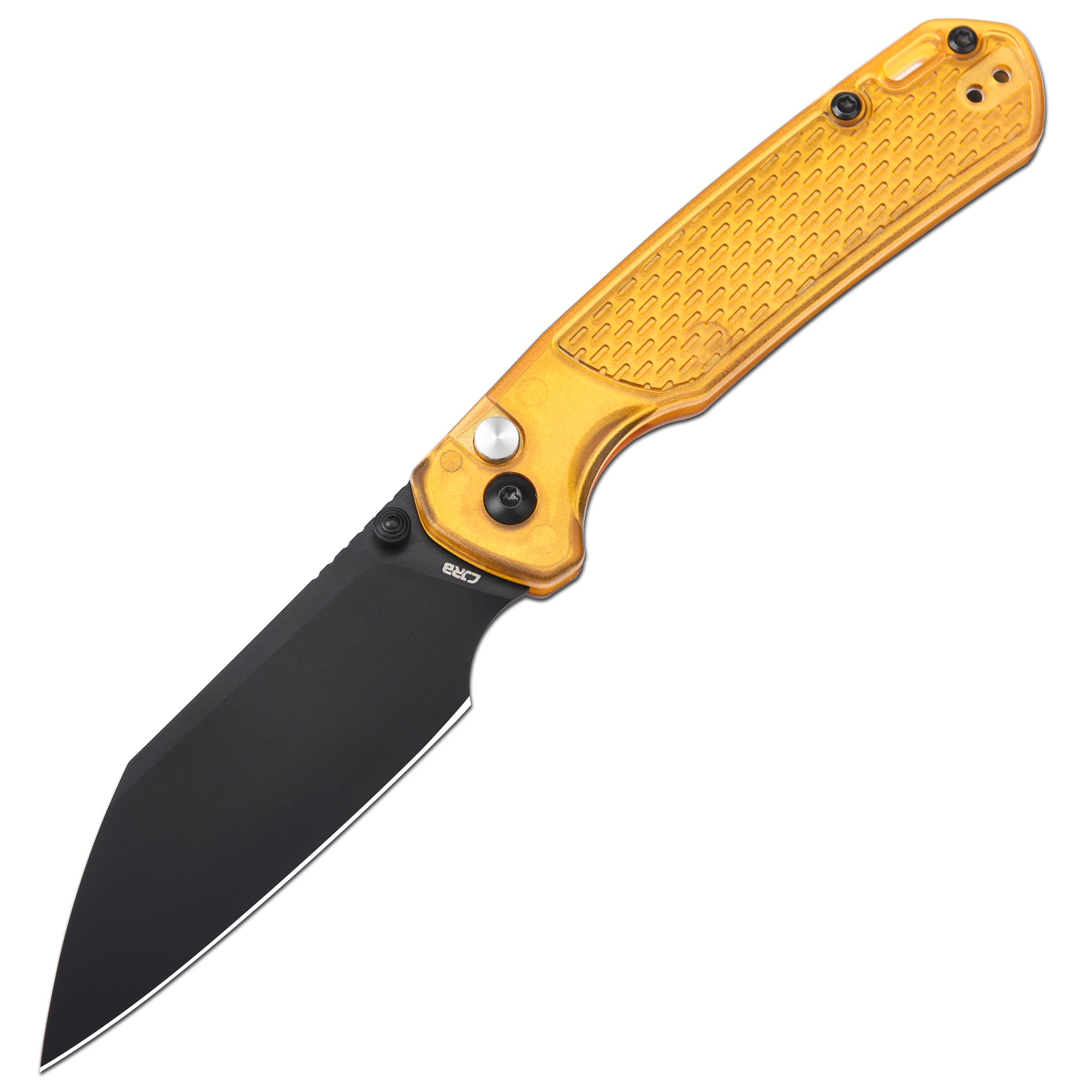 CJRB Pyrite-Light J1945 AR-RPM9 Steel Blade Amber FRN Handle Folding ...