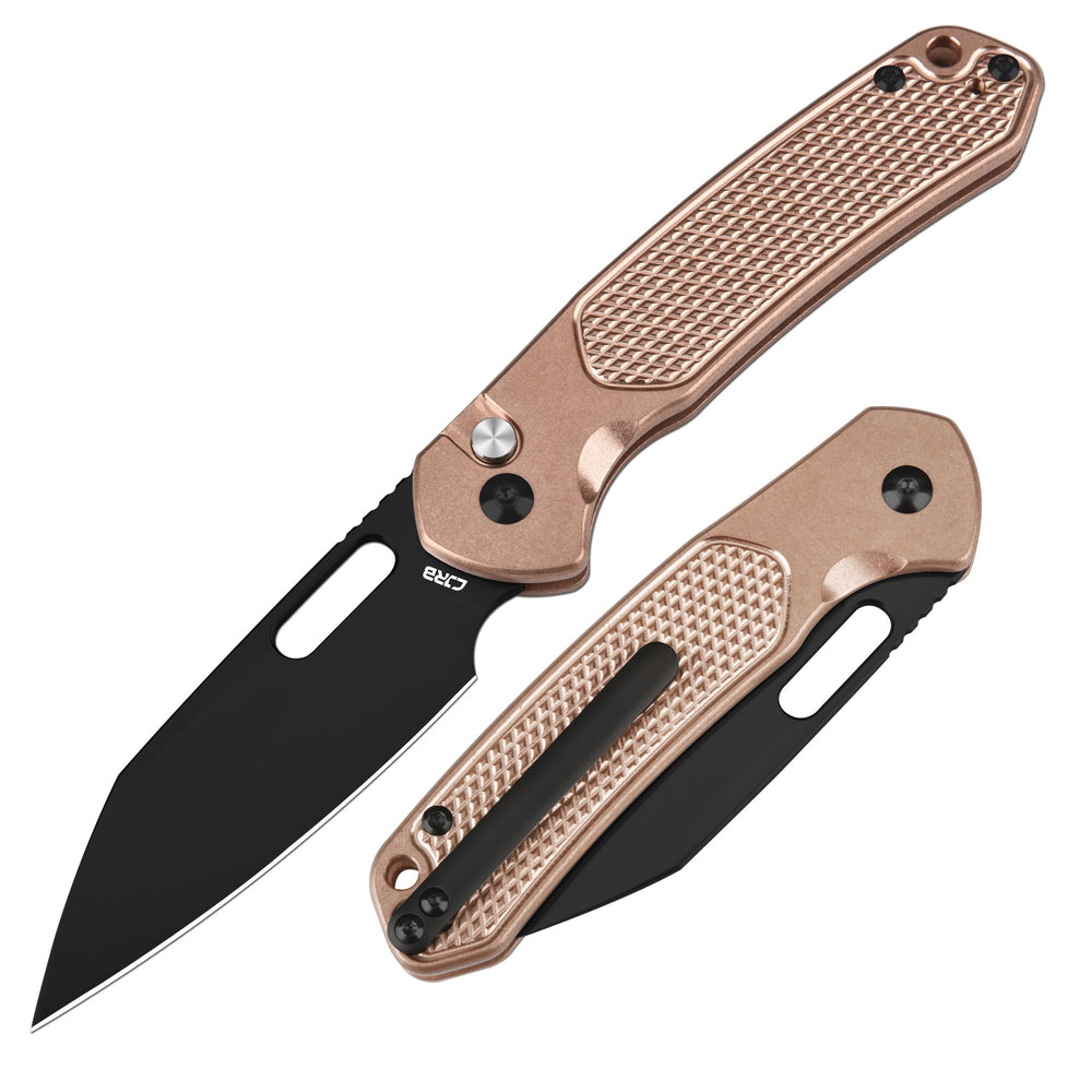 CJRB Pyrite-Alt Wharncliffe J1925A CPM 20CV Blade Copper Handle Folding ...