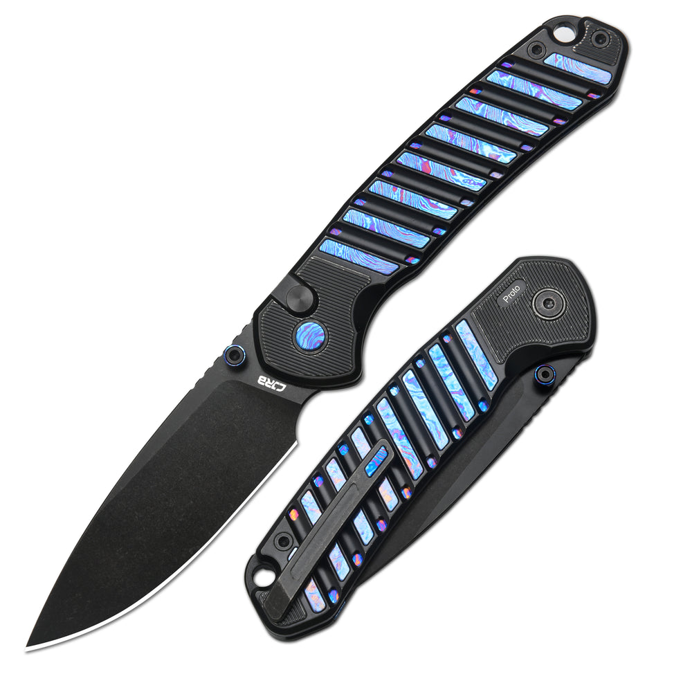 CJRB Galactic Pyrite J1925G S90V Blade Titanium and Titanium Damascus ...