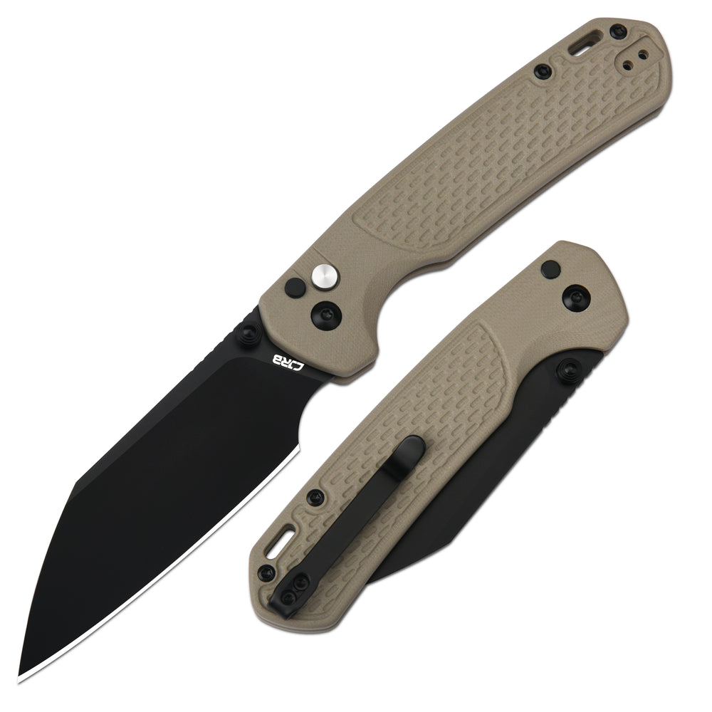CJRB Large Pyrite-Light J1945L AR-RPM9 Steel Blade G10 Handle Folding ...