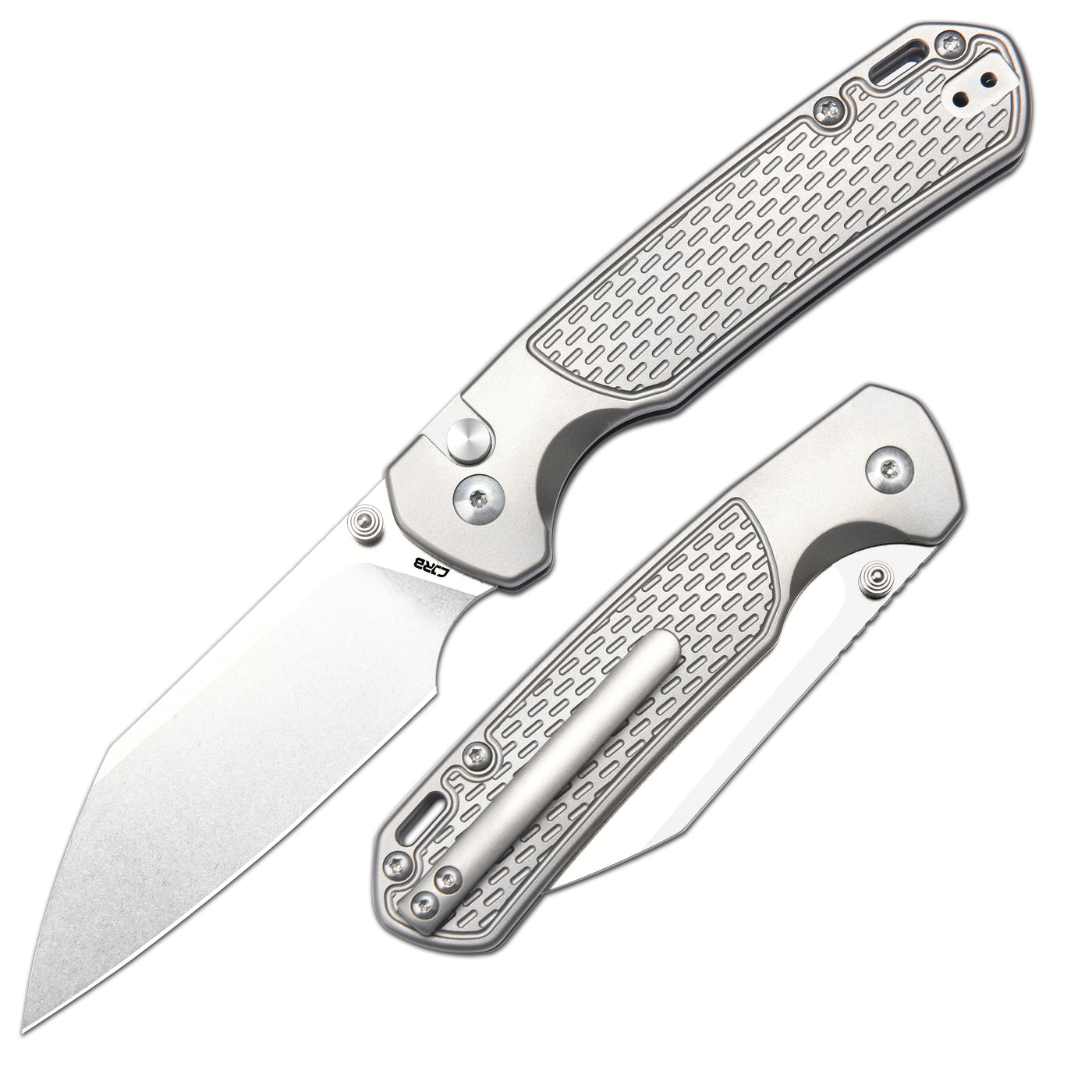 CJRB Pyrite-Light J1945T CPM 20CV Steel Titanium Handle Folding Knives ...