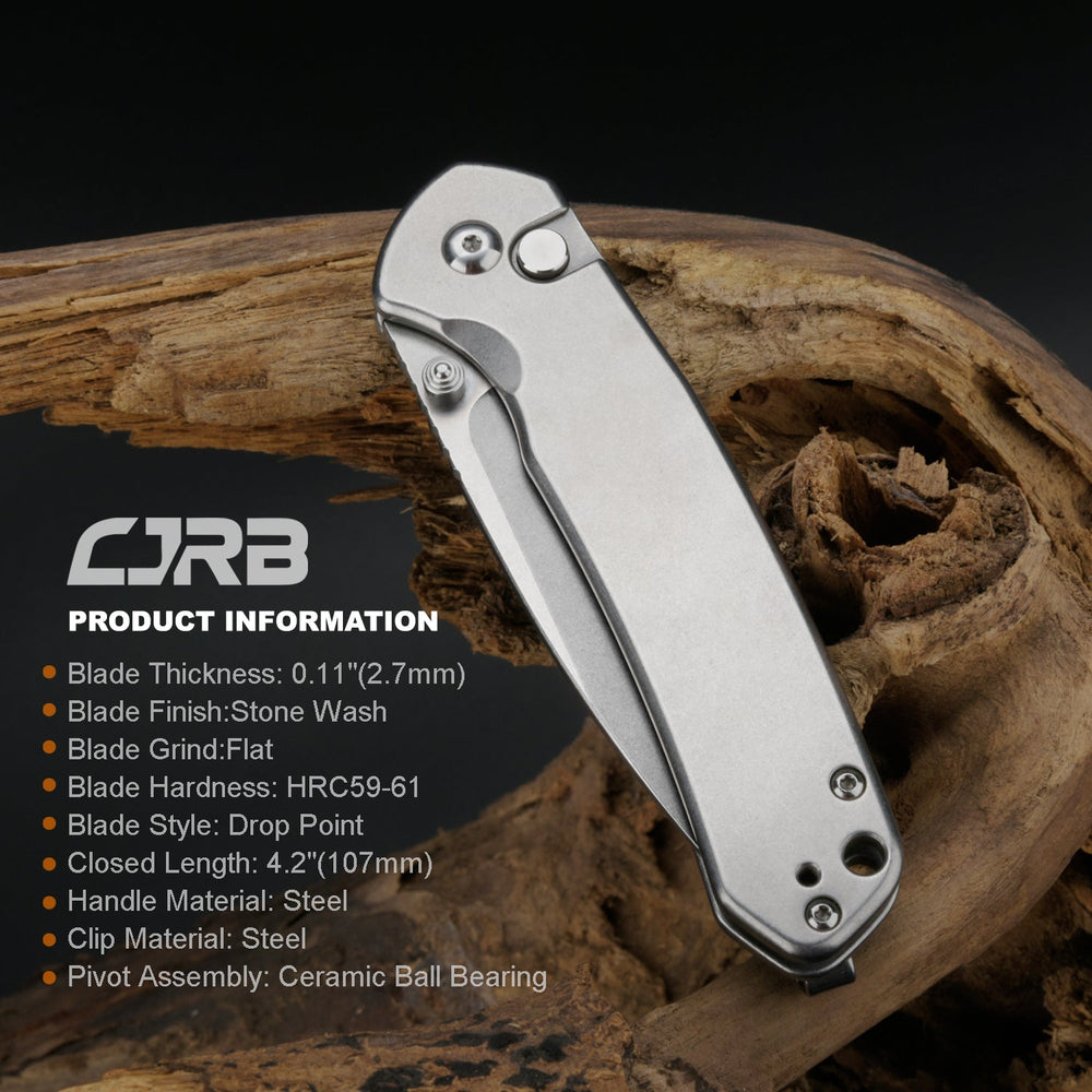 CJRB Pyrite J1925 AR-RPM9 Steel Blade Steel Handle Folding Knives | Free Shipping