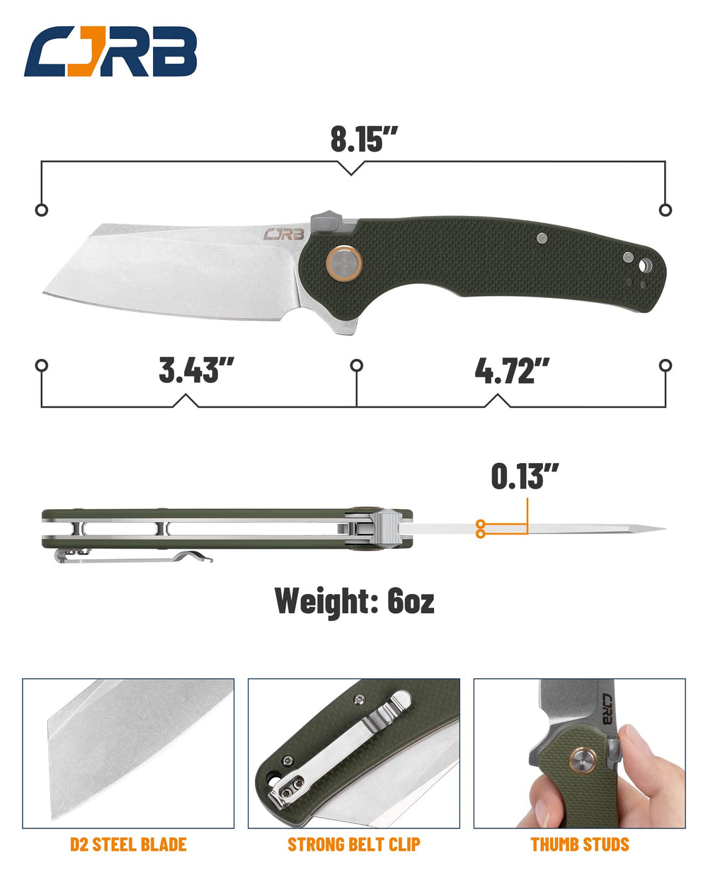 CJRB Crag J1904 AR-RPM9 Blade G10 Handle Folding Knives - Green (J1904 ...
