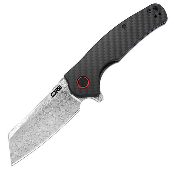 CJRB Crag J1904 Rose Damascus Blade Carbon Fiber Handle Folding Knives ...