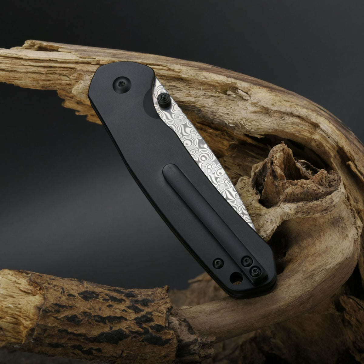 CJRB Pyrite J1925T-DGCF Damascus Blade Titanium Handle Folding Knives ...